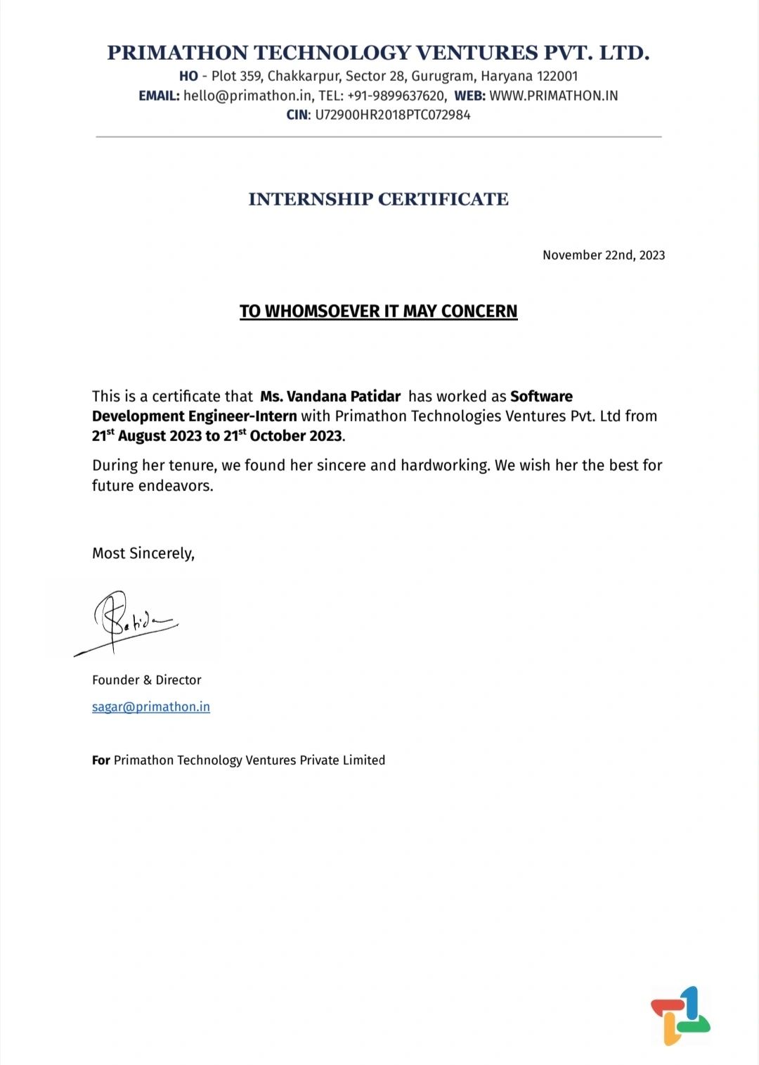 Vandana Patidar on LinkedIn: Hello connections, I am glad to share my ... Vandana Patidar on LinkedIn: Hello connections, I am glad to share my ...