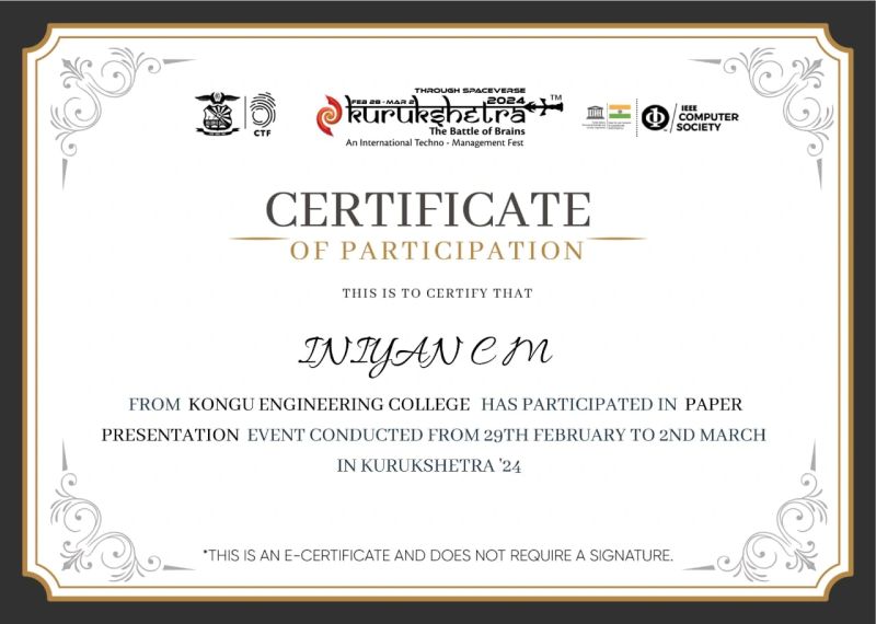 INIYAN C M on LinkedIn: #kurukshetra24 #coeguindy #innovation # ... INIYAN C M on LinkedIn: #kurukshetra24 #coeguindy #innovation # ...
