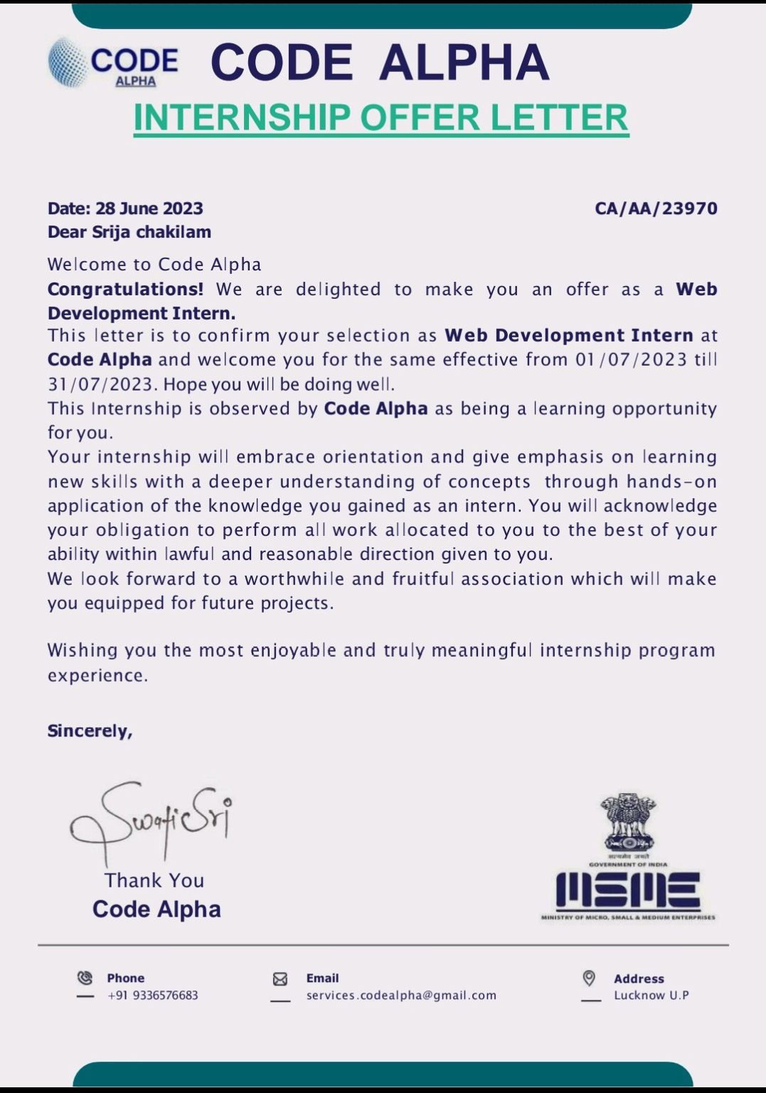 Srija Chakilam on LinkedIn: #webdevelopment #codealpha Srija Chakilam on LinkedIn: #webdevelopment #codealpha