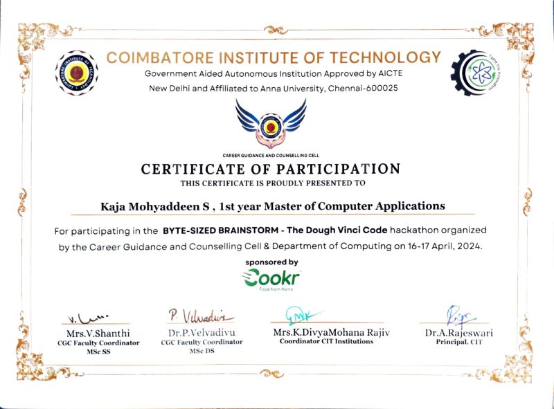 Kaja Mohyaddeen S on LinkedIn: #hackathon #cookr #innovation #tech # ... Kaja Mohyaddeen S on LinkedIn: #hackathon #cookr #innovation #tech # ...