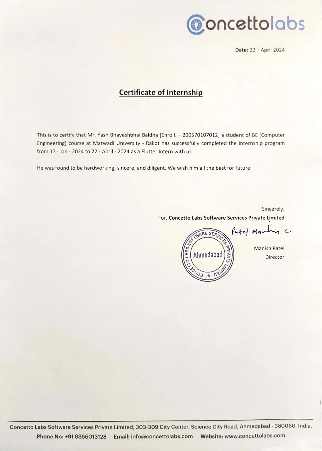 Yash Baldha on LinkedIn: #internship #flutter #dart #it # ... Yash Baldha on LinkedIn: #internship #flutter #dart #it # ...