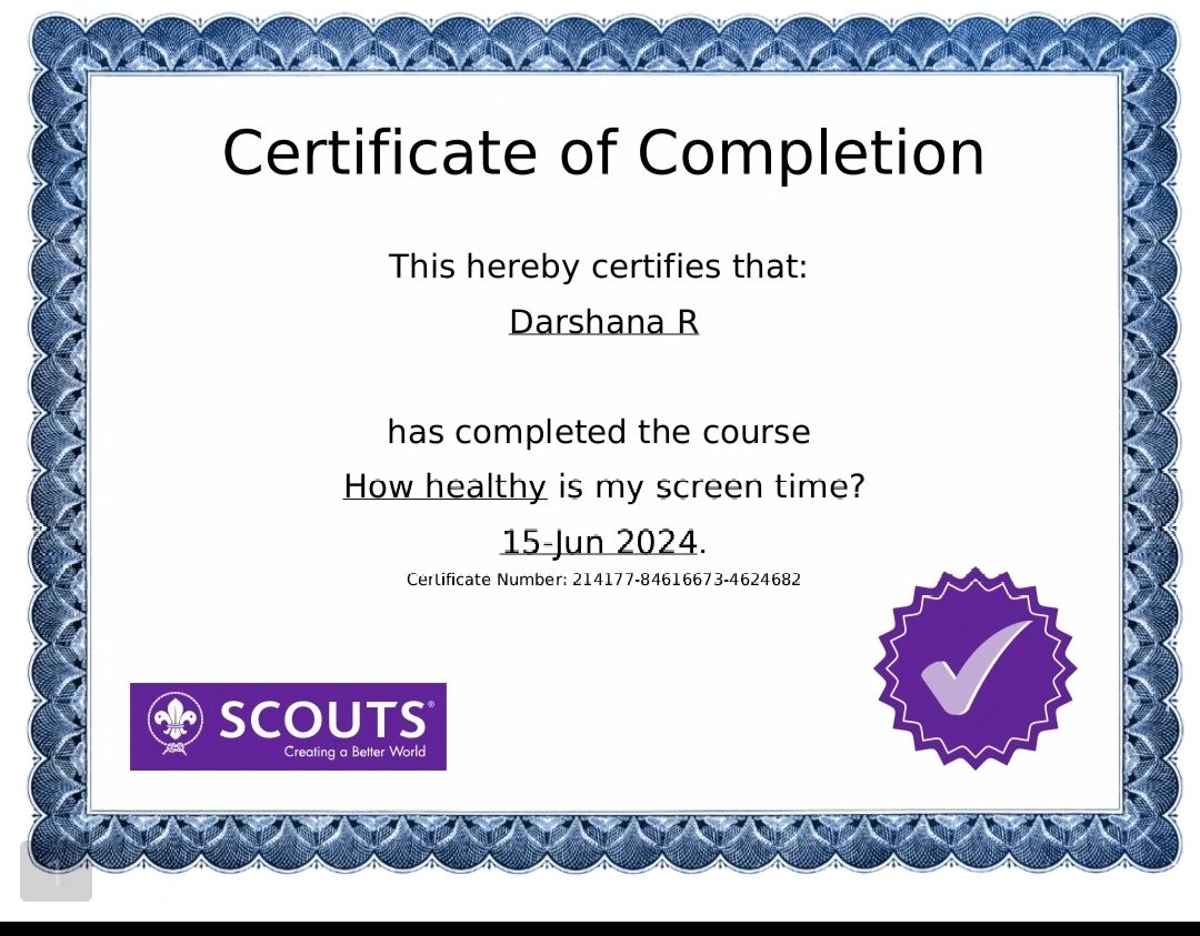 Darshana R on LinkedIn: #screentime #certification #professionaldevelopment Darshana R on LinkedIn: #screentime #certification #professionaldevelopment