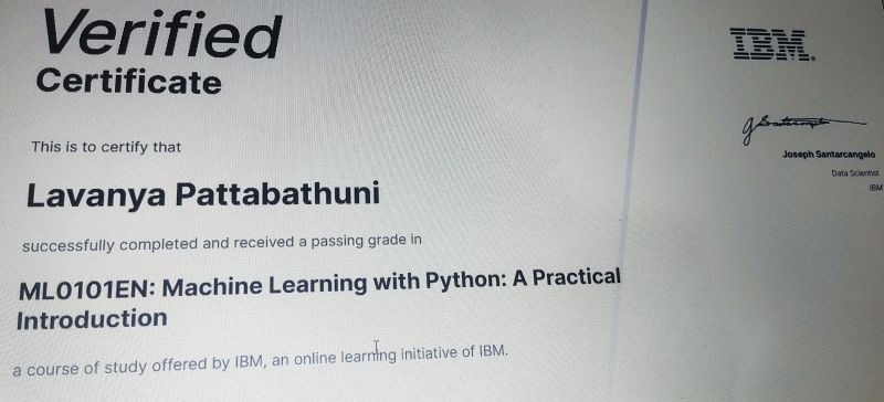 Lavanya PATTABATHUNI on LinkedIn: #ml #python #ibm Lavanya PATTABATHUNI on LinkedIn: #ml #python #ibm