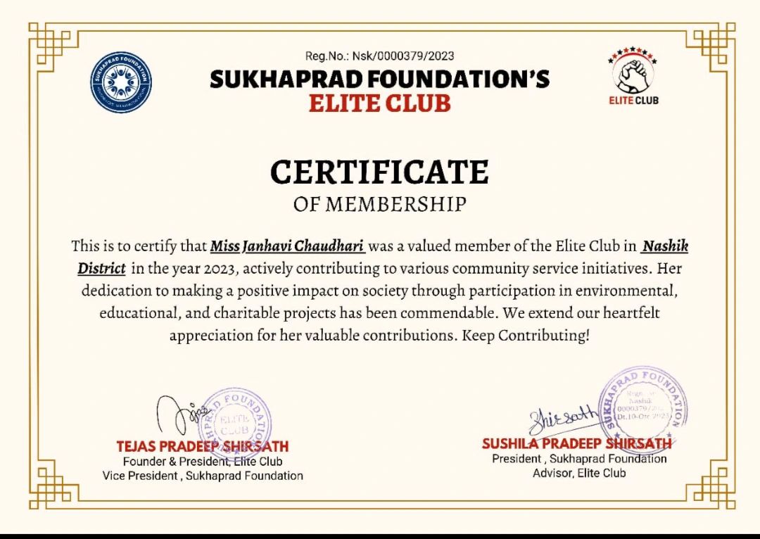 Janhavi Chaudhari on LinkedIn: ๐Proud to have been a member of Elite ... Janhavi Chaudhari on LinkedIn: ๐Proud to have been a member of Elite ...
