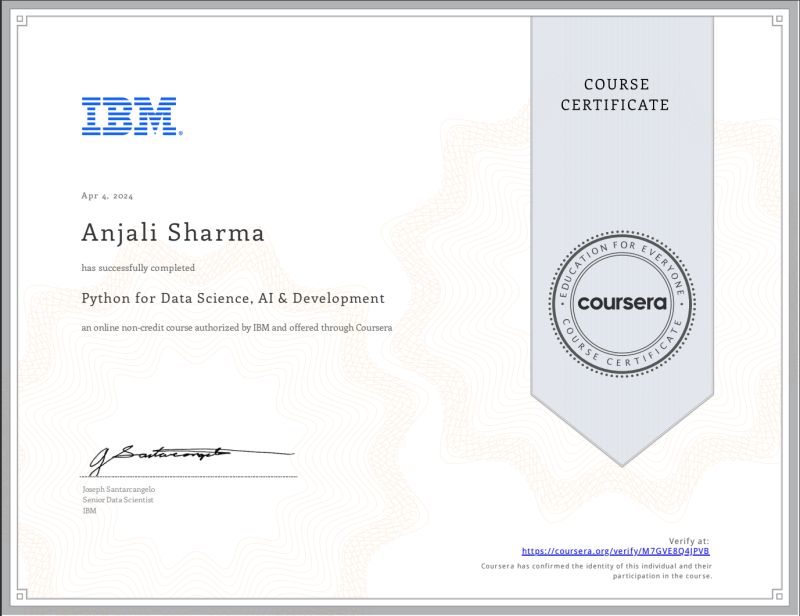 Anjali Sharma on LinkedIn: #python #datascience #numpy #ibm #coursera Anjali Sharma on LinkedIn: #python #datascience #numpy #ibm #coursera