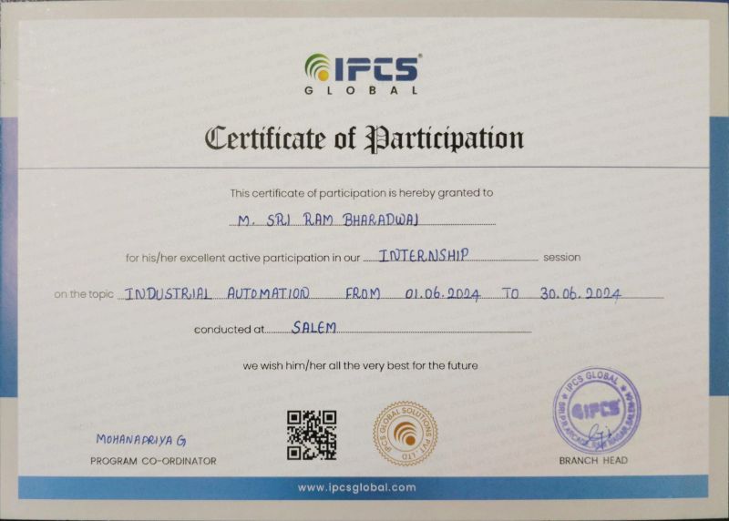 Sri Ram Bharadwaj M on LinkedIn: #industrialautomation #internship # ... Sri Ram Bharadwaj M on LinkedIn: #industrialautomation #internship # ...