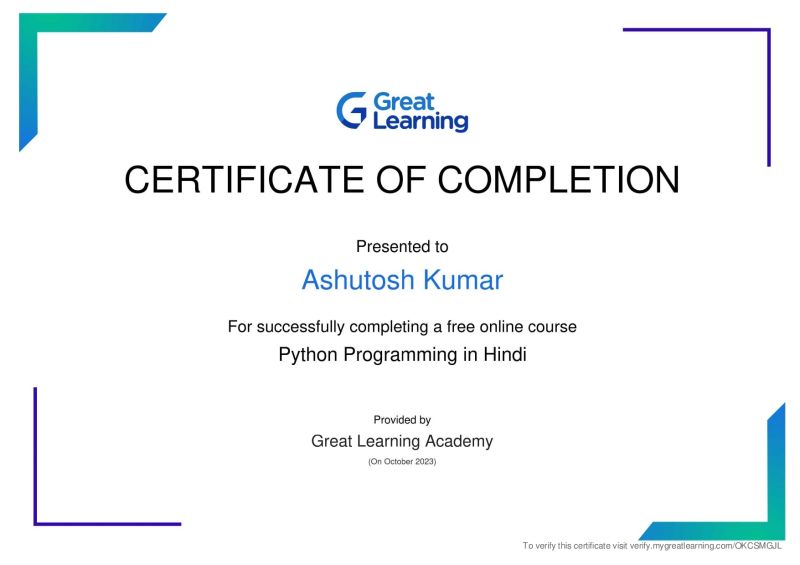 ASHUTOSH KUMAR on LinkedIn: #python #greatlearning #programming ASHUTOSH KUMAR on LinkedIn: #python #greatlearning #programming