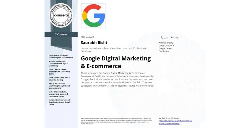 Saurabh Bisht on LinkedIn: Successfully completed the Google Digital ... Saurabh Bisht on LinkedIn: Successfully completed the Google Digital ...