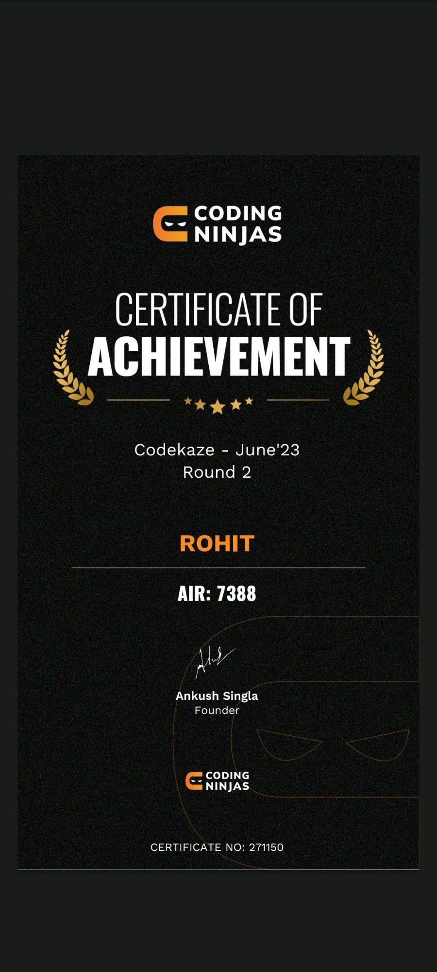 Rohit Kumar Singh on LinkedIn: #codingninjas #codekaze #achievement Rohit Kumar Singh on LinkedIn: #codingninjas #codekaze #achievement