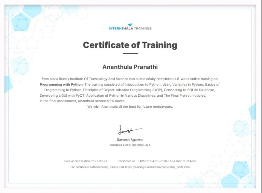 Ananthula Pranathi on LinkedIn: python Ananthula Pranathi on LinkedIn: python