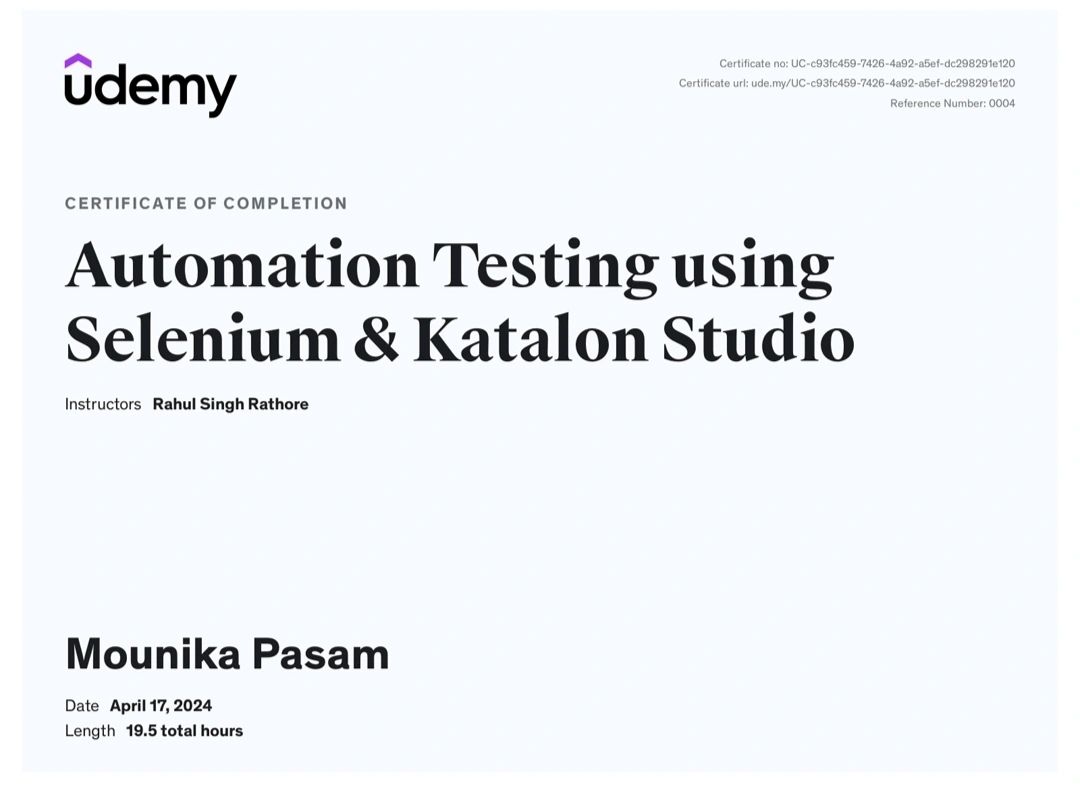 Mounika Pasam on LinkedIn: #selenium #java #katalon Mounika Pasam on LinkedIn: #selenium #java #katalon
