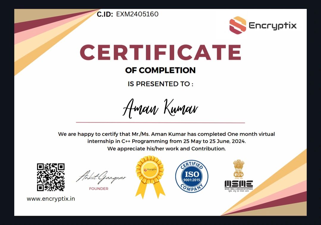 Aman Kumar on LinkedIn: #encryptix #c Aman Kumar on LinkedIn: #encryptix #c