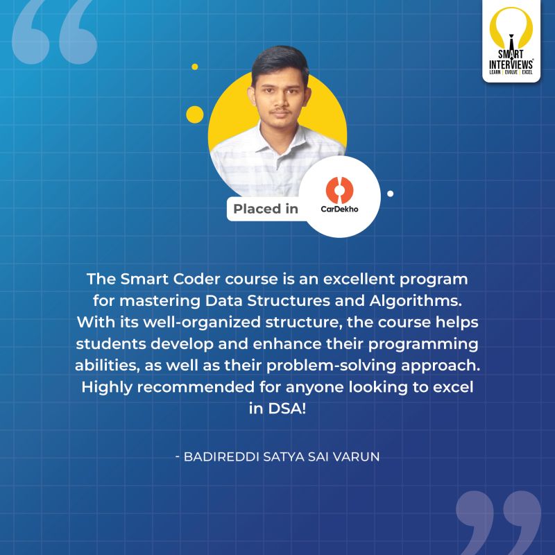 Smart Interviews on LinkedIn: #studenttestimonial #dsa #coding # ... Smart Interviews on LinkedIn: #studenttestimonial #dsa #coding # ...