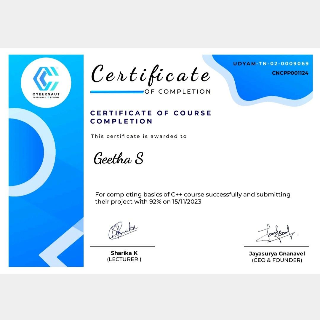 Geetha Sundar on LinkedIn: #cplusplus #programming #professionaldevelopment Geetha Sundar on LinkedIn: #cplusplus #programming #professionaldevelopment