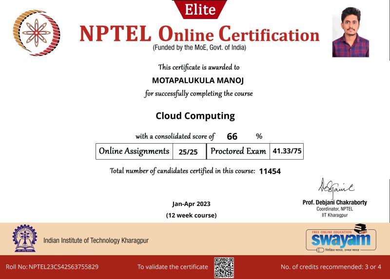 Manoj Motapalukula on LinkedIn: #certifiedincloudcomputing #swayamnptel ... Manoj Motapalukula on LinkedIn: #certifiedincloudcomputing #swayamnptel ...