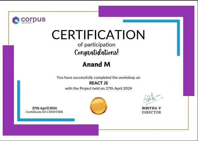 Anand M on LinkedIn: #react #reactjs #webdevelopment #corpus # ... Anand M on LinkedIn: #react #reactjs #webdevelopment #corpus # ...