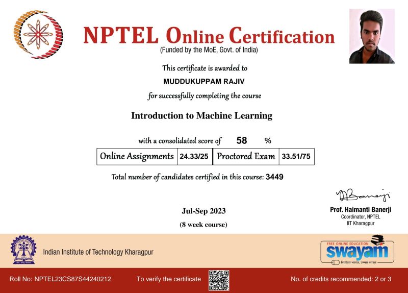 Rajiv Muddukuppam on LinkedIn: #machinelearning #swayamnptel Rajiv Muddukuppam on LinkedIn: #machinelearning #swayamnptel