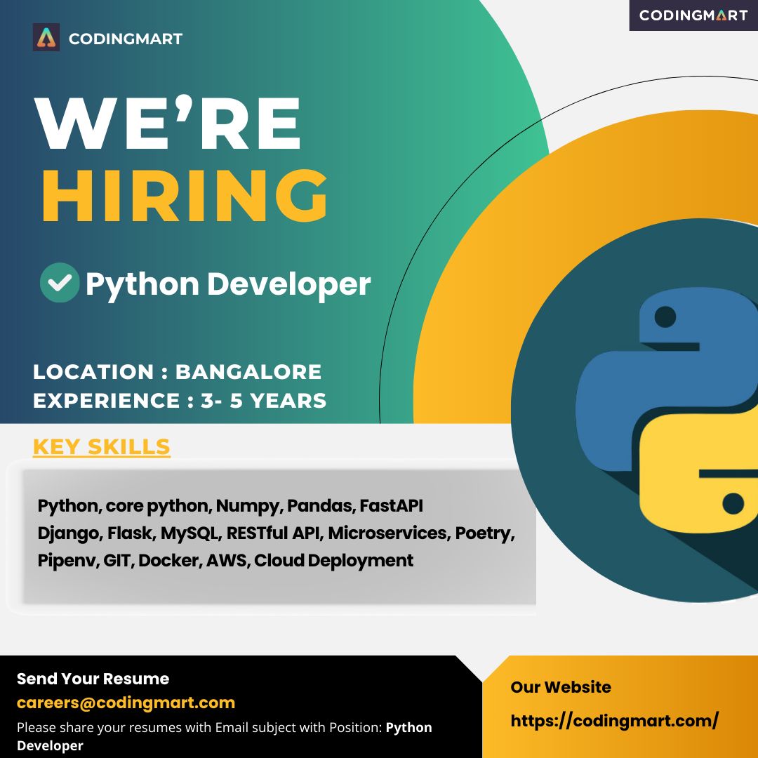 Sridhar Raj P on LinkedIn: 📢 Hiring Alert - Python Developer 📢 Sridhar Raj P on LinkedIn: 📢 Hiring Alert - Python Developer 📢