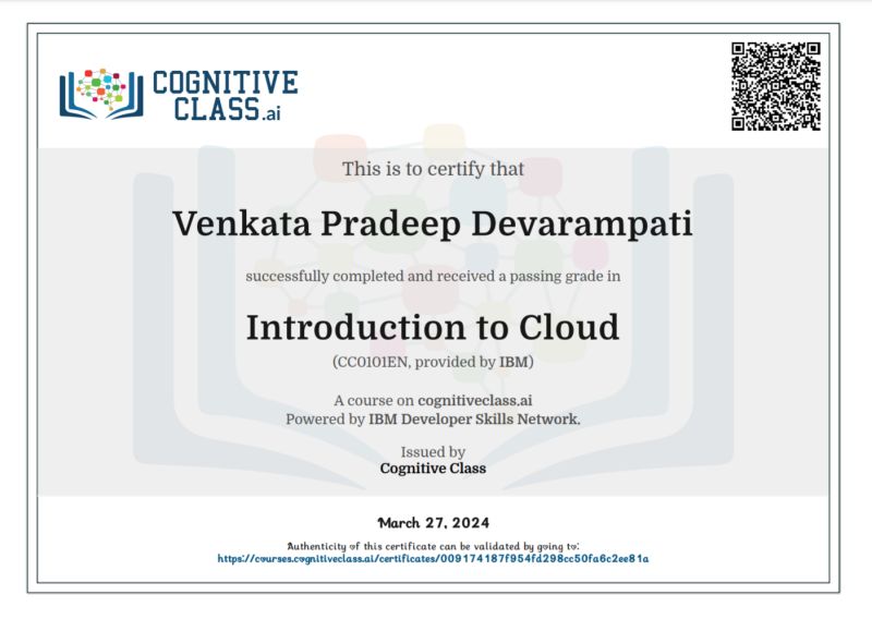 Venkata pradeep Devarampati on LinkedIn: #ibm #cognitiveclass Venkata pradeep Devarampati on LinkedIn: #ibm #cognitiveclass