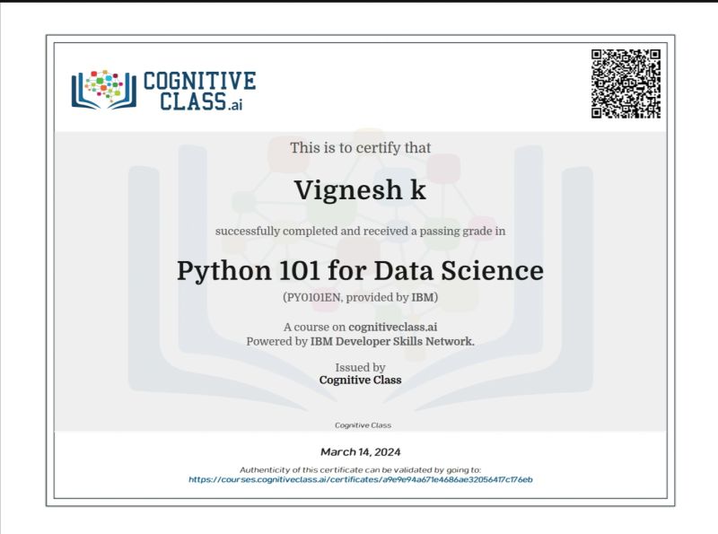 vignesh K on LinkedIn: #python #datascience #ibm #certificate # ... vignesh K on LinkedIn: #python #datascience #ibm #certificate # ...
