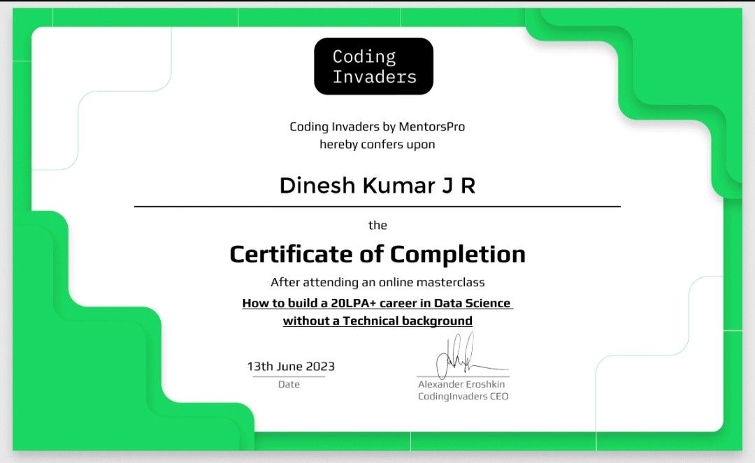 Dinesh Kumar J R on LinkedIn: #coding #invasion Dinesh Kumar J R on LinkedIn: #coding #invasion