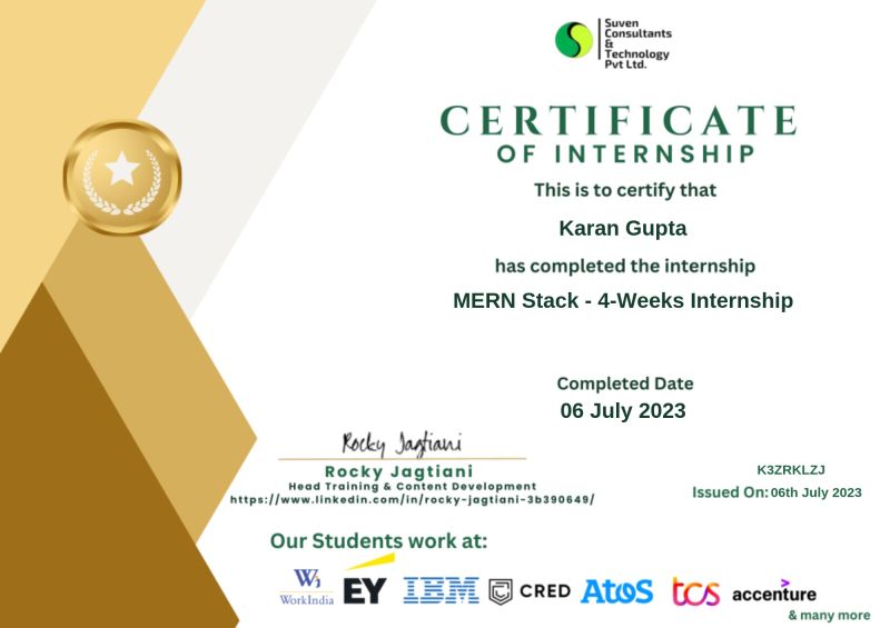 Karan Gupta on LinkedIn: #internshipexperience #mernstack #nodejs # ... Karan Gupta on LinkedIn: #internshipexperience #mernstack #nodejs # ...