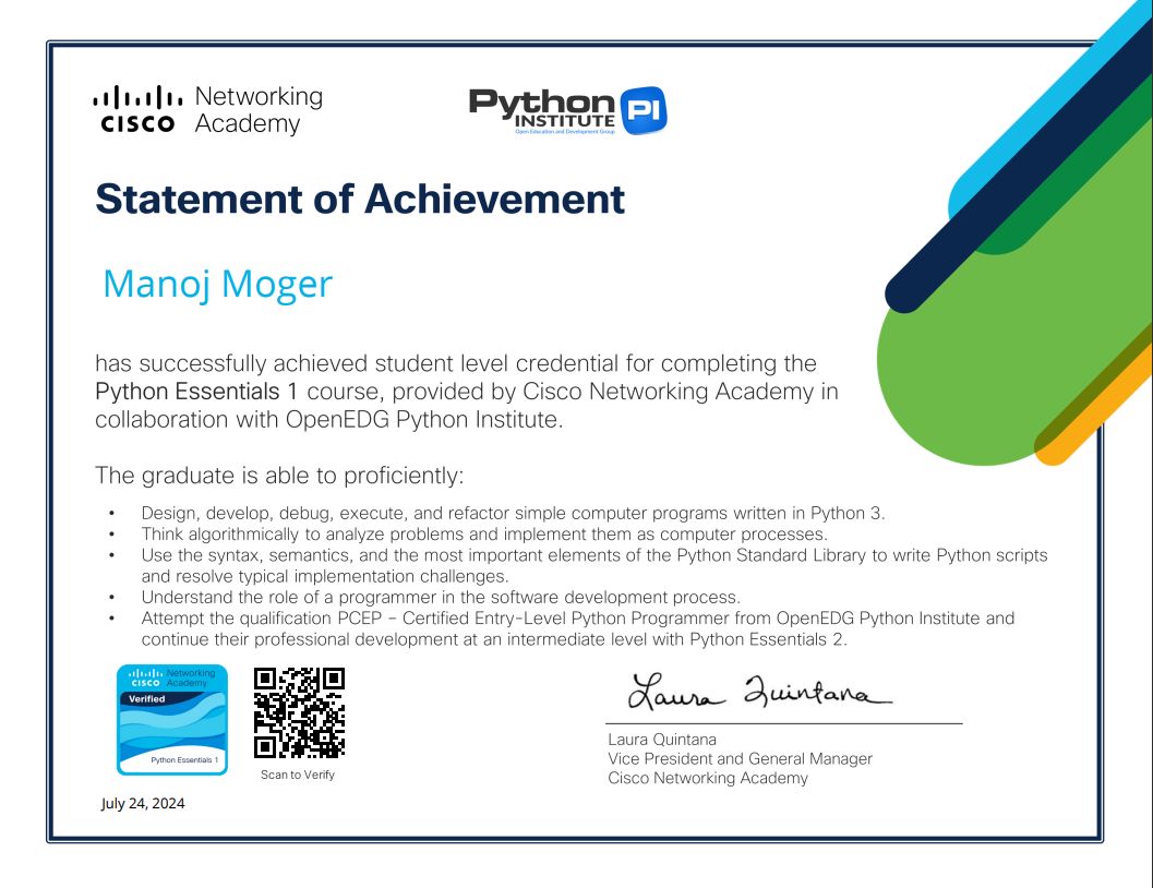 Manoj Moger on LinkedIn: #python #cisconetworkacademy #programming # ... Manoj Moger on LinkedIn: #python #cisconetworkacademy #programming # ...