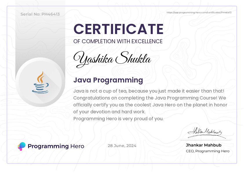 Yashika Shukla on LinkedIn: #programminghero #programming #coding #java Yashika Shukla on LinkedIn: #programminghero #programming #coding #java