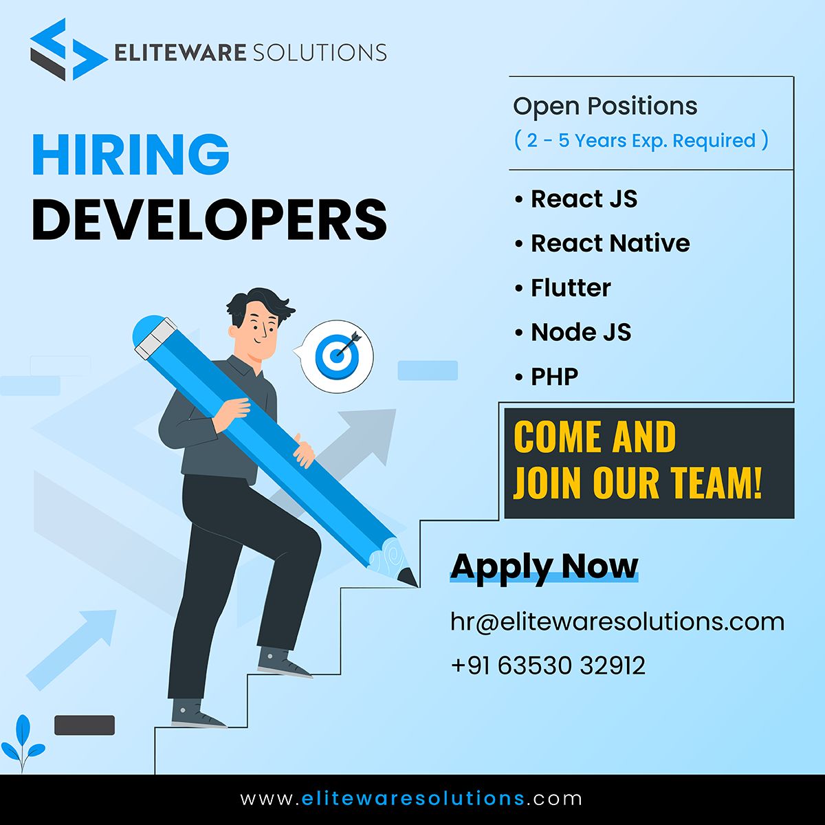 Eliteware Solutions on LinkedIn: #reactjs #flutter #nodejs #php #hiring ... Eliteware Solutions on LinkedIn: #reactjs #flutter #nodejs #php #hiring ...