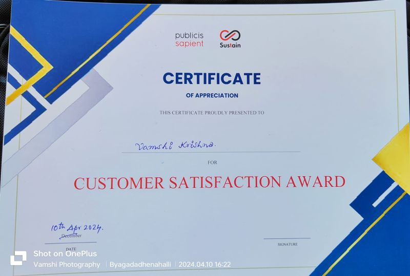 Kyatham Vamshi on LinkedIn: #publicissapient #recognition #appreciation ... Kyatham Vamshi on LinkedIn: #publicissapient #recognition #appreciation ...