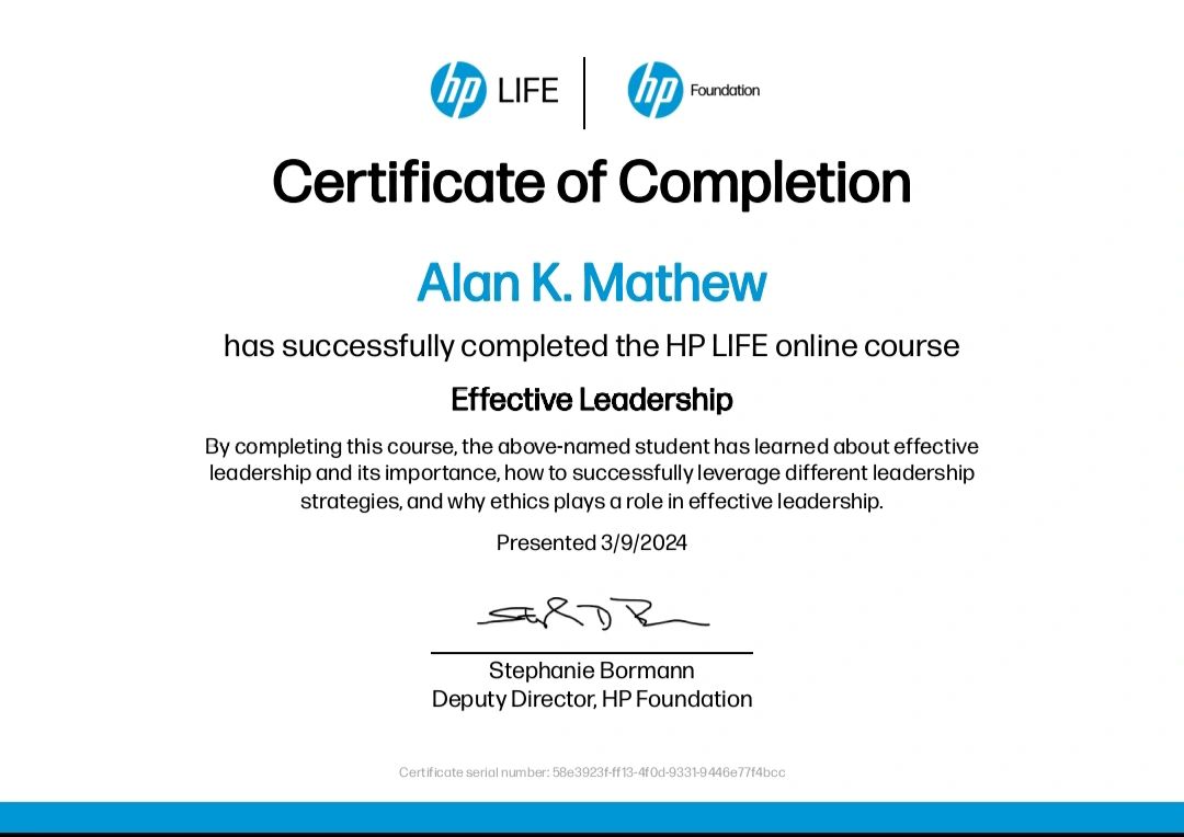 Alan K. Mathew on LinkedIn: Hi all, I have successfully completed the ... Alan K. Mathew on LinkedIn: Hi all, I have successfully completed the ...