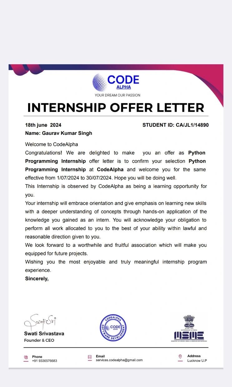 Gaurav Kumar Singh on LinkedIn: #python #internship #programming # ... Gaurav Kumar Singh on LinkedIn: #python #internship #programming # ...