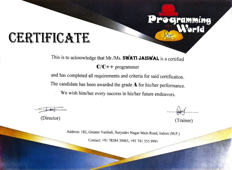 Swati Jaiswal on LinkedIn: Hi all, I have completed my certificate in ... Swati Jaiswal on LinkedIn: Hi all, I have completed my certificate in ...