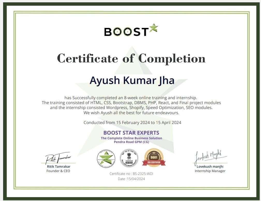 Ayush Kumar Jha on LinkedIn: #webdevelopment #internship #html #css # ... Ayush Kumar Jha on LinkedIn: #webdevelopment #internship #html #css # ...