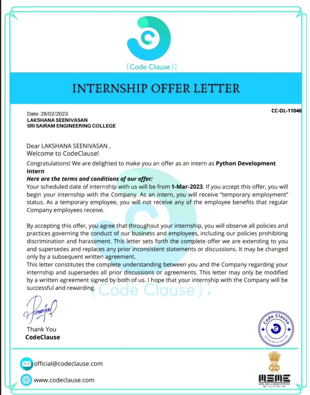 LAKSHANA SEENIVASAN on LinkedIn: #codeclause #pythondevelopment #internship LAKSHANA SEENIVASAN on LinkedIn: #codeclause #pythondevelopment #internship