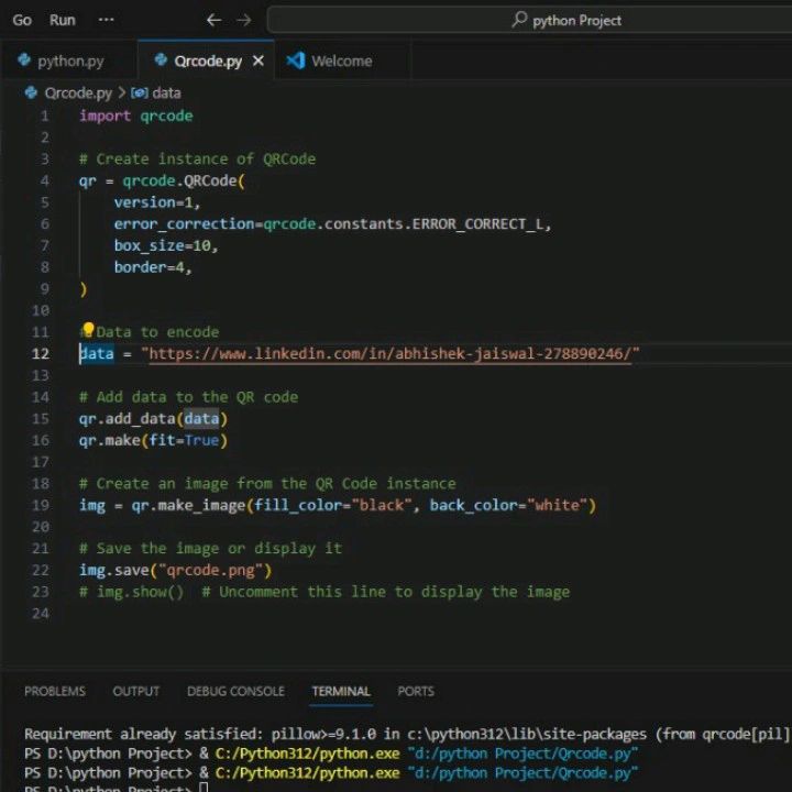 Abhishek Jaiswal on LinkedIn: #python #qrcode #programming #coding #tech Abhishek Jaiswal on LinkedIn: #python #qrcode #programming #coding #tech