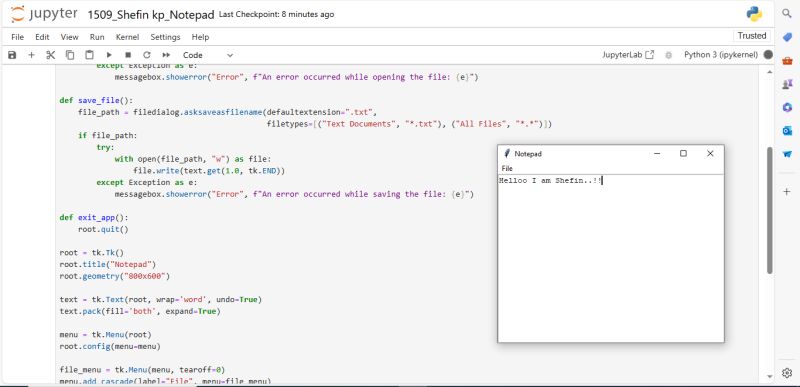 Shefin K P on LinkedIn: #coding #notepad #project #python Shefin K P on LinkedIn: #coding #notepad #project #python