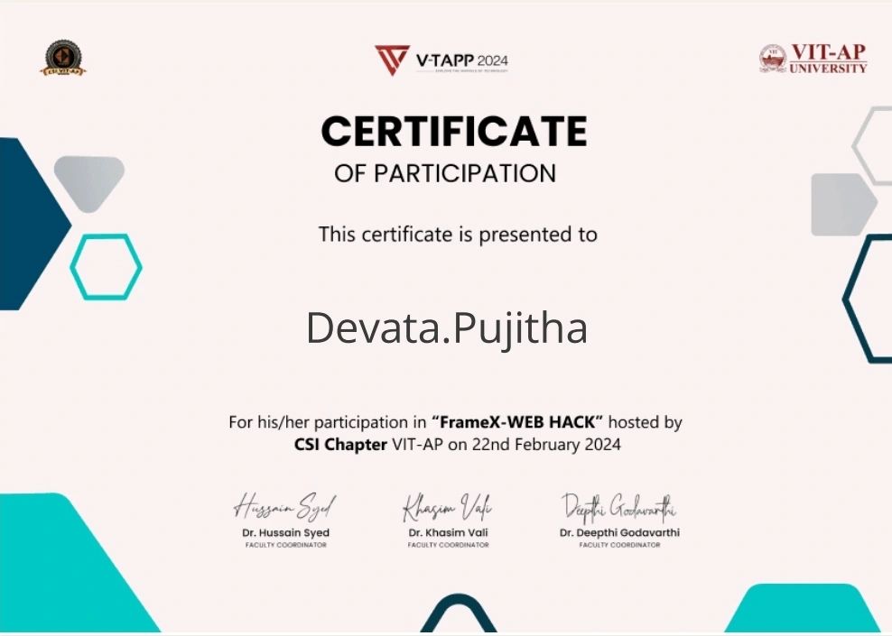 pujitha devata on LinkedIn: #hackathonsuccess #framexwebhackathon #csi ... pujitha devata on LinkedIn: #hackathonsuccess #framexwebhackathon #csi ...