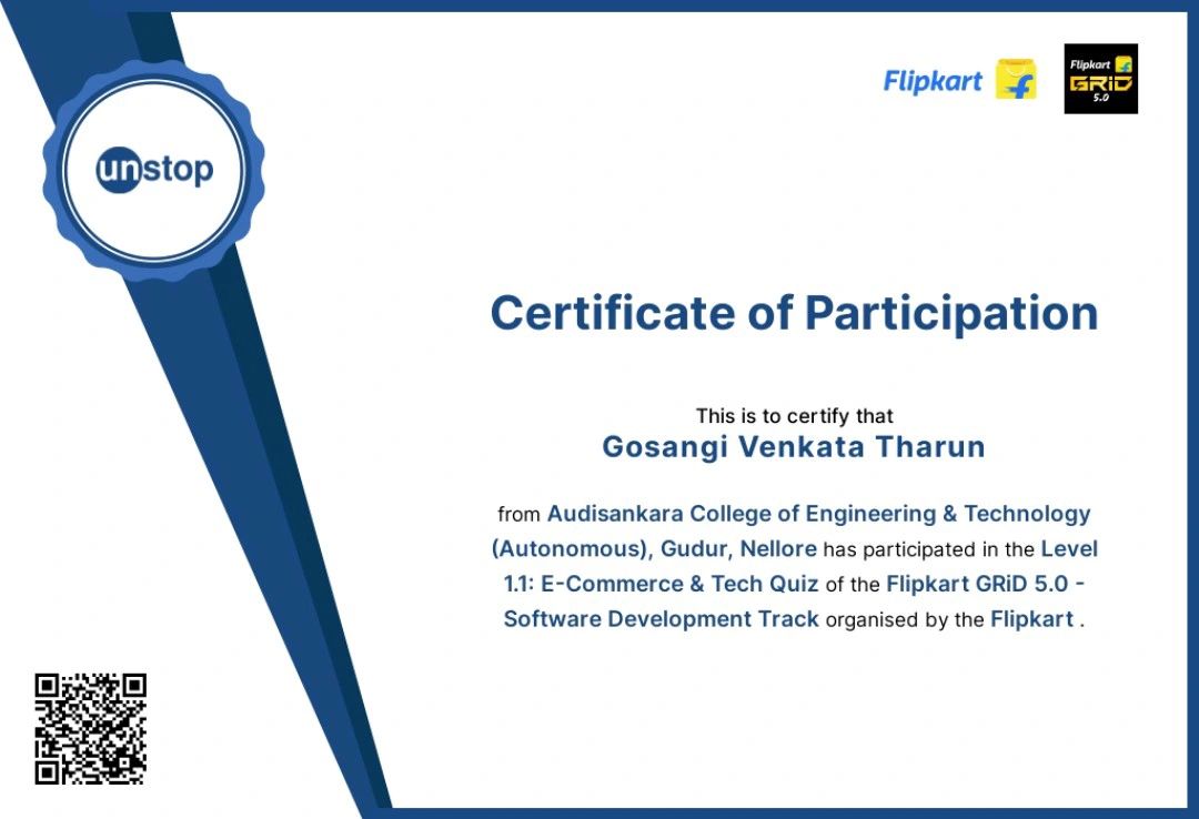 Gosangi Venkata Tharun on LinkedIn: #flipkart #flipkartgrid5 #unstop # ... Gosangi Venkata Tharun on LinkedIn: #flipkart #flipkartgrid5 #unstop # ...