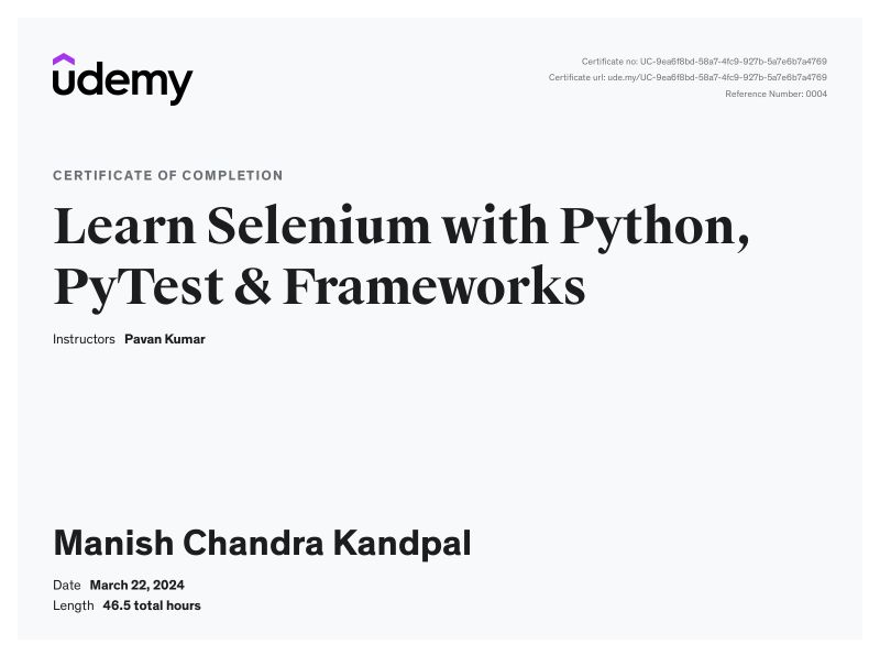Manish Chandra Kandpal on LinkedIn: #python #selenium #pytest #github # ... Manish Chandra Kandpal on LinkedIn: #python #selenium #pytest #github # ...