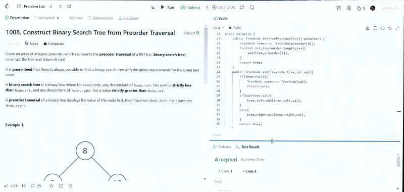 Surendra Nellore on LinkedIn: 🚀Construct Binary Search Tree from ... Surendra Nellore on LinkedIn: 🚀Construct Binary Search Tree from ...