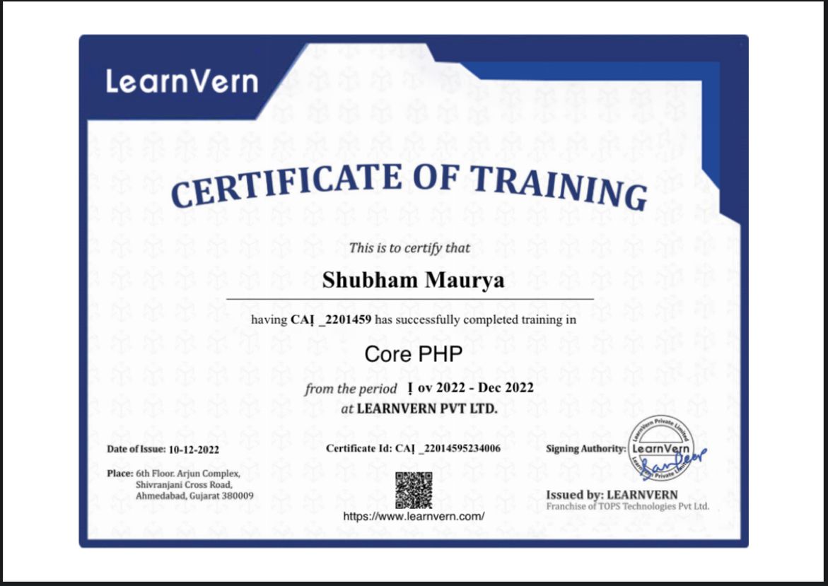 Shubham Maurya on LinkedIn: #php #corephp #webdevelopment #learnvern Shubham Maurya on LinkedIn: #php #corephp #webdevelopment #learnvern