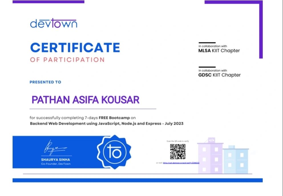 Learned JavaScript, Node.js and Express with Devtown | Pathan Asifa ... Learned JavaScript, Node.js and Express with Devtown | Pathan Asifa ...