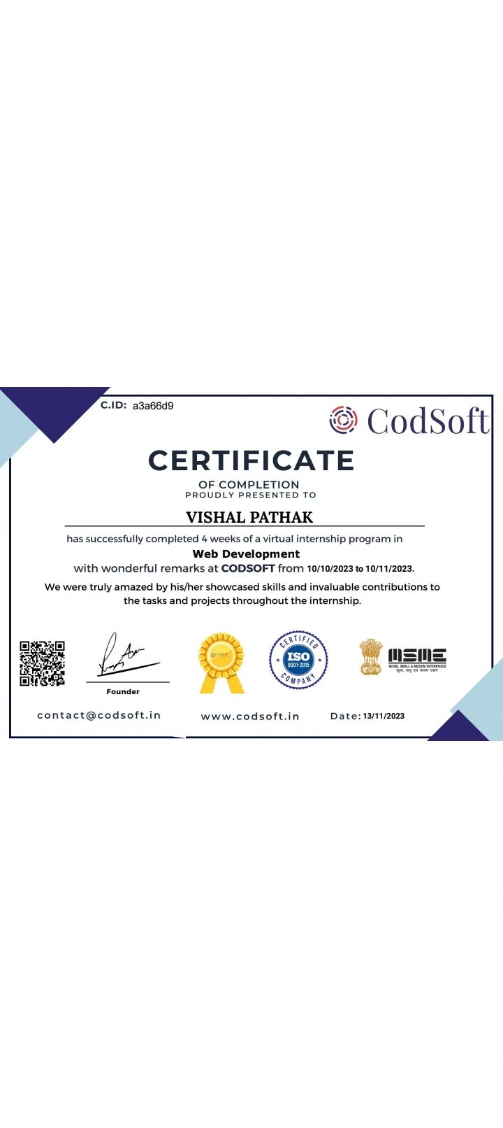 Vishal Pathak on LinkedIn: #webdevelopment #codsoft Vishal Pathak on LinkedIn: #webdevelopment #codsoft