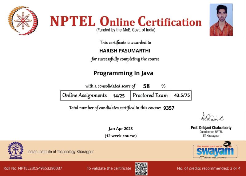 Harish pasumarthi on LinkedIn: #javaprogramming #certified Harish pasumarthi on LinkedIn: #javaprogramming #certified