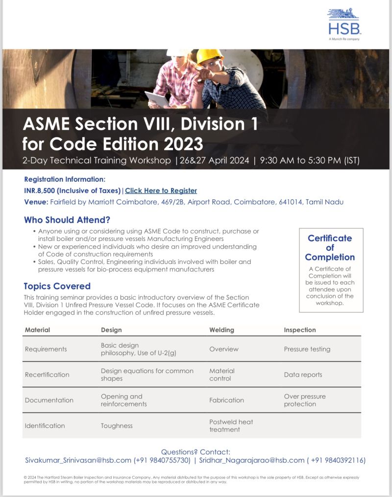 Venkatesan Jayabalan on LinkedIn: We have organized ASME Sec VIII Div.1 ... Venkatesan Jayabalan on LinkedIn: We have organized ASME Sec VIII Div.1 ...
