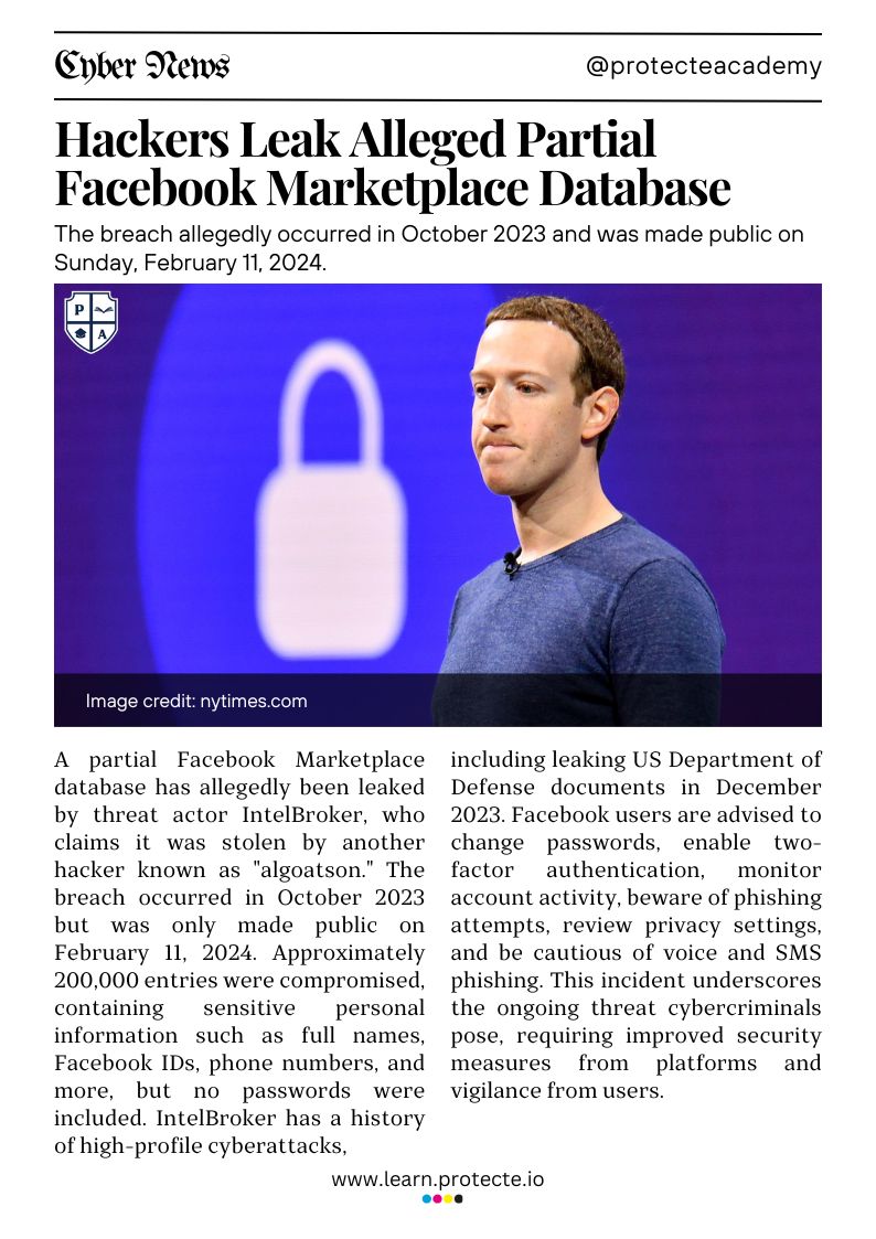 Alleged Facebook Marketplace database breach | Protecte Academy posted ... Alleged Facebook Marketplace database breach | Protecte Academy posted ...