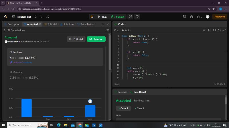 MASHANTHINI B on LinkedIn: #codingchallenge #day1 #algorithm #happynumber MASHANTHINI B on LinkedIn: #codingchallenge #day1 #algorithm #happynumber