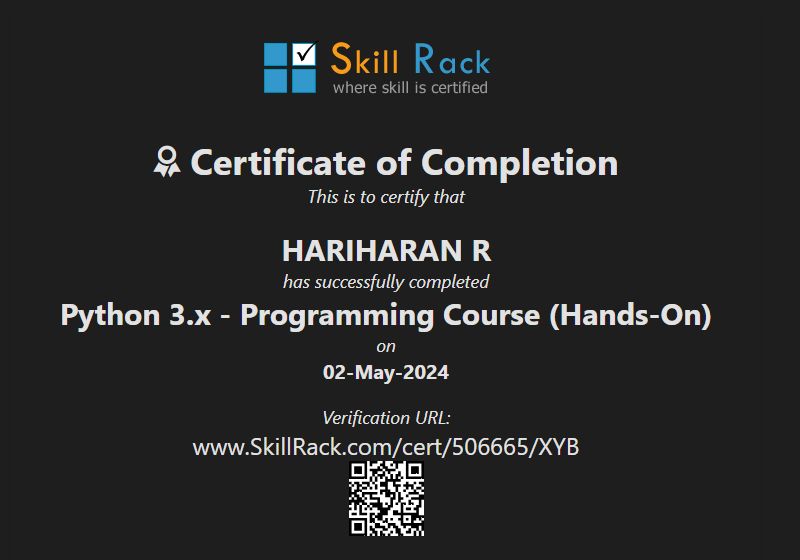 Hariharan Ramesh on LinkedIn: #python #codingjourney #skillrack Hariharan Ramesh on LinkedIn: #python #codingjourney #skillrack