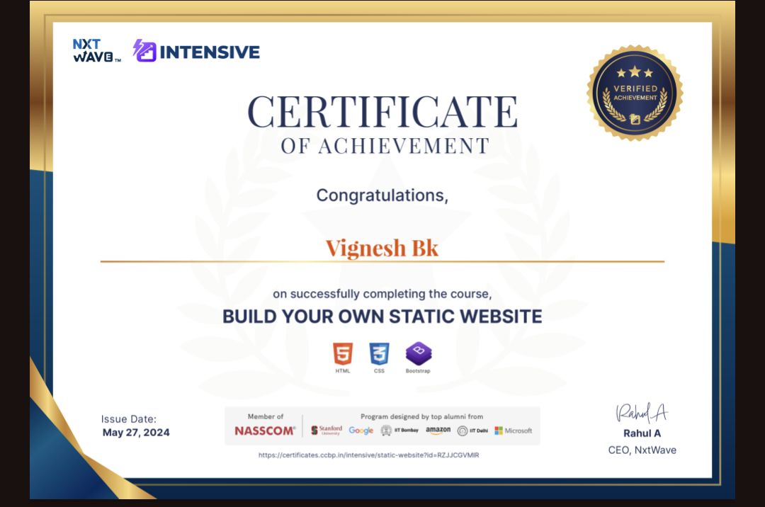 Vignesh Bk on LinkedIn: #ccbp #nxtwave #staticwebsite Vignesh Bk on LinkedIn: #ccbp #nxtwave #staticwebsite